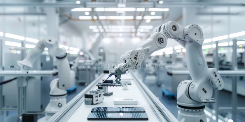 A High-tech Clean Room with Robotic Arms Delicately Assembling ...