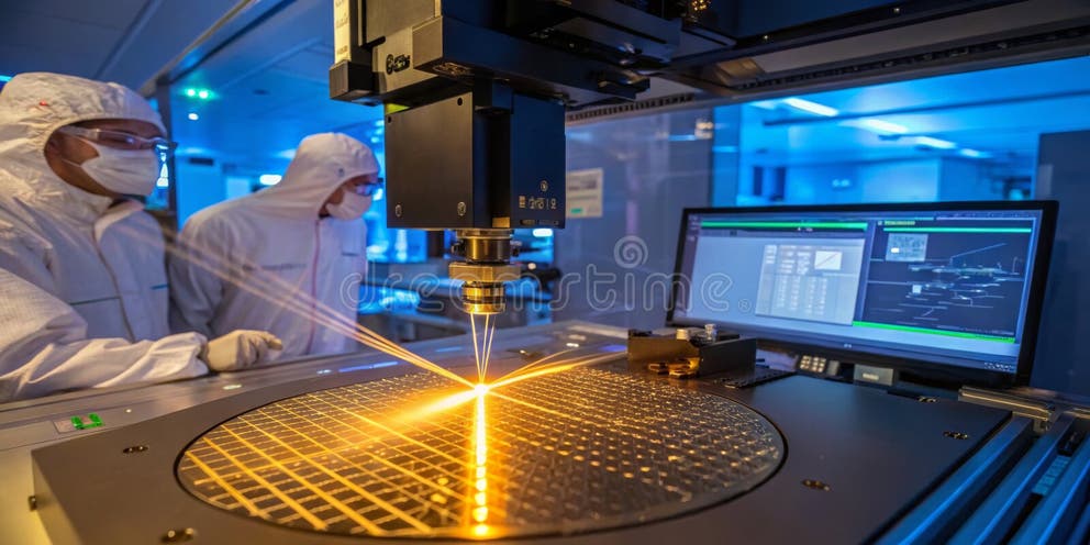 High-tech Cleanroom Activity Focusing on Semiconductor Fabrication with ...