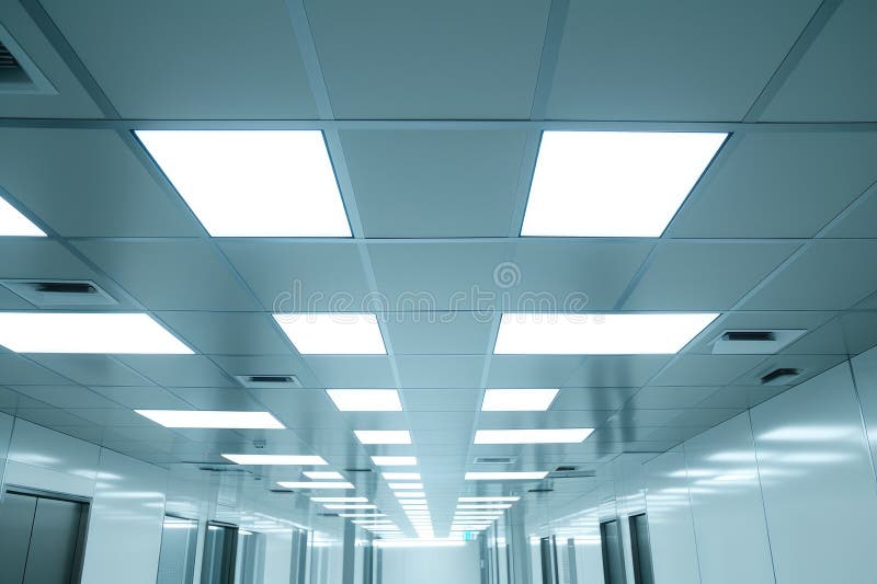 High-Tech Cleanroom Ceiling with Square Panel Lights. Stock ...
