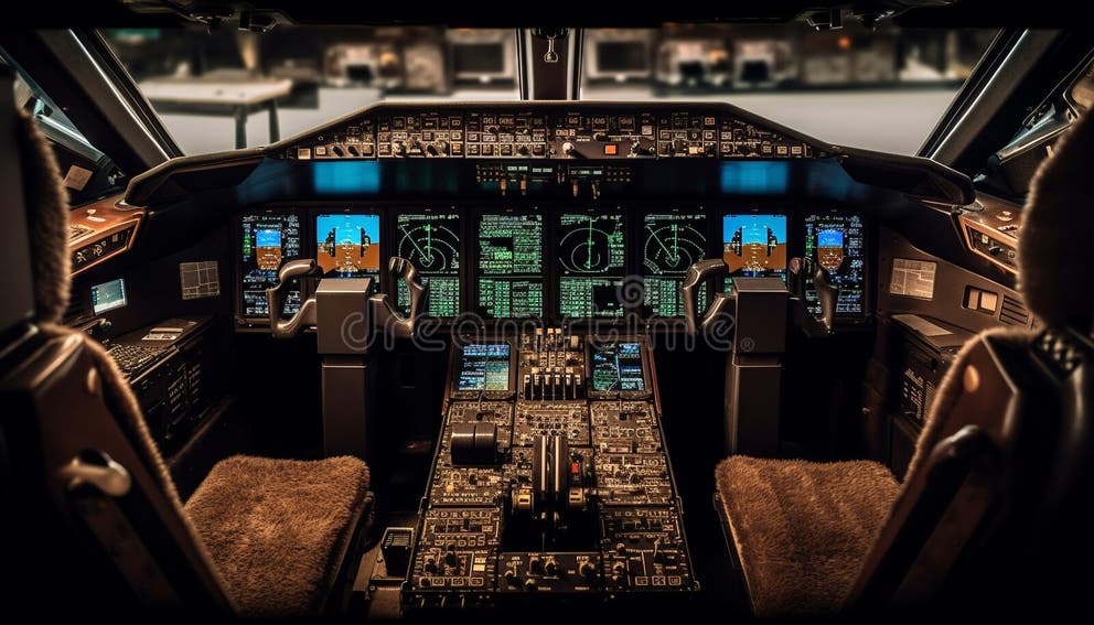 High Tech Cockpit Controls Air Vehicle Speed with Complex Computer ...