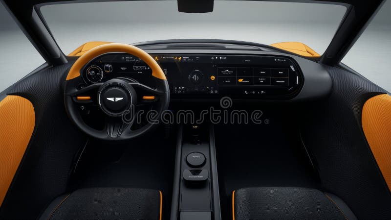 High-Tech Cockpit Futuristic Electric Car Interior with Advanced ...