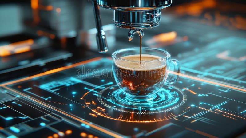A High-tech Coffee Machine with a Digital Interface, Displaying a ...