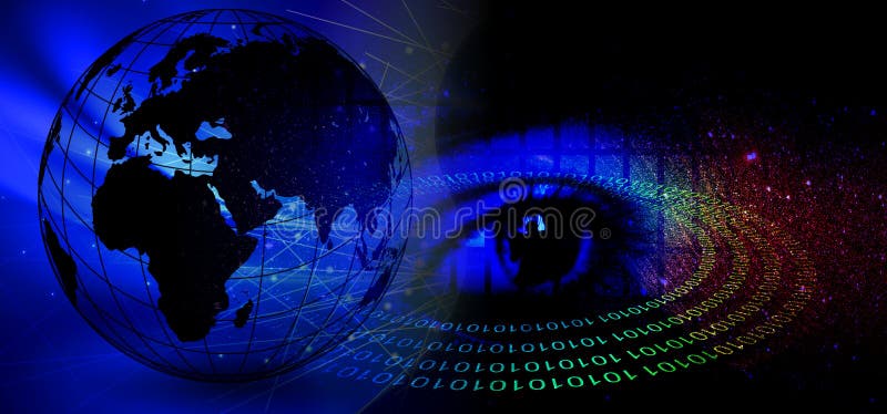 High-tech Cogs or Gear Technology Background with Eye.Global Digital ...