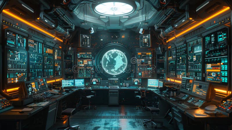 High-tech Command Center with Digital Displays - Generative Ai Stock ...