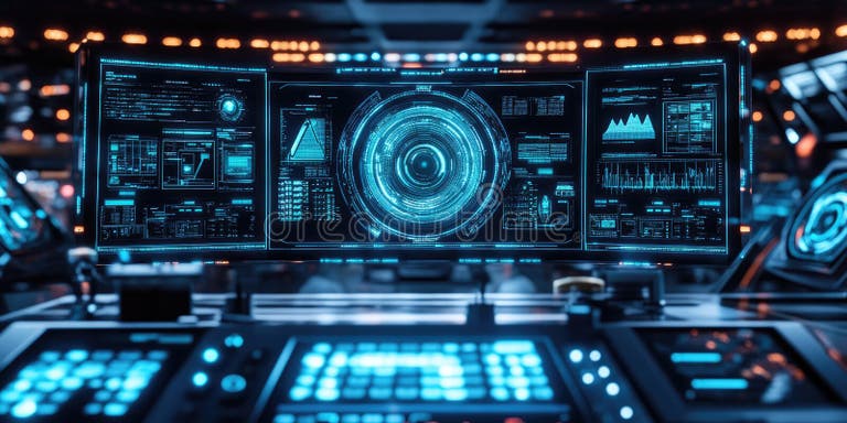 High-Tech Command Center Filled with Holograms for Technology ...