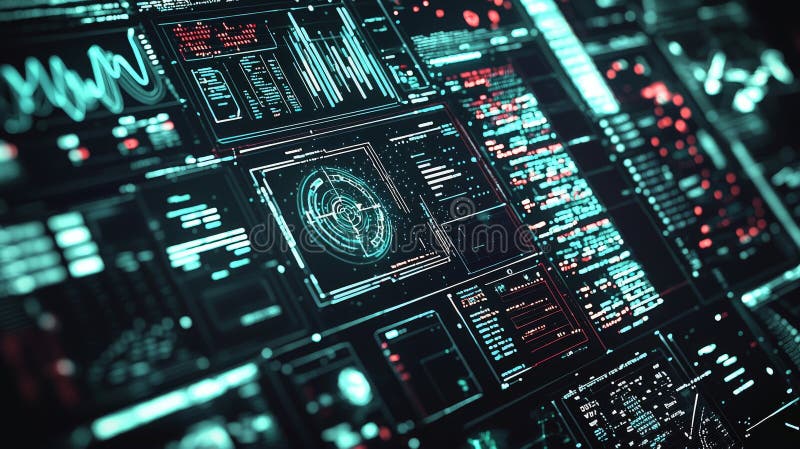 High-tech Communication and Networking Interface Displaying User ...