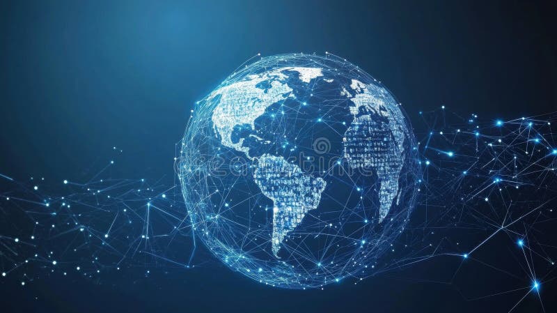 High Tech Communication Vector Background with Global Connectivity ...