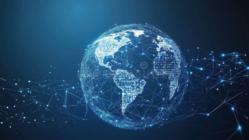 High Tech Communication Vector Background with Global Connectivity ...