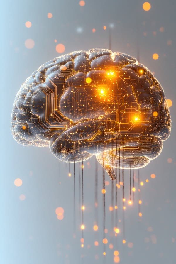 High-tech Computer Brain with Glowing Lights and Futuristic Design ...