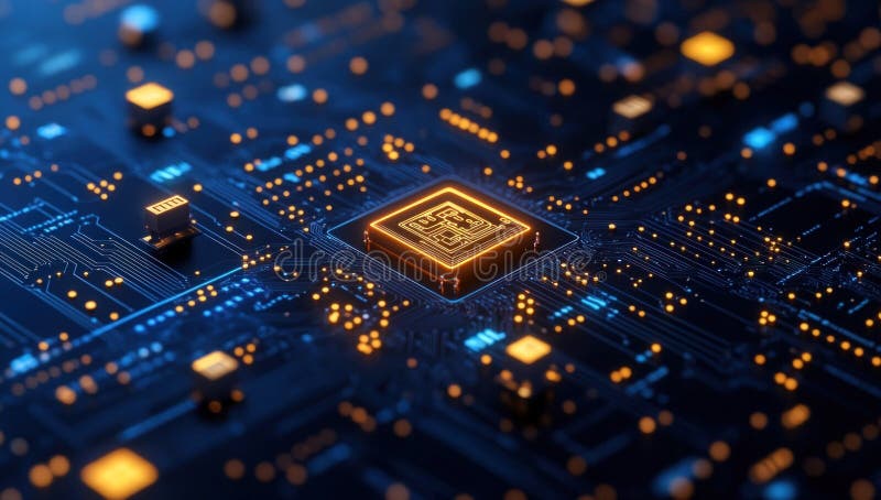 High-tech Computer Chip on Circuit Board (1 Stock Image - Image of ...