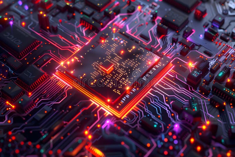High-Tech Computer Chip on Circuit Board Stock Image - Image of ...