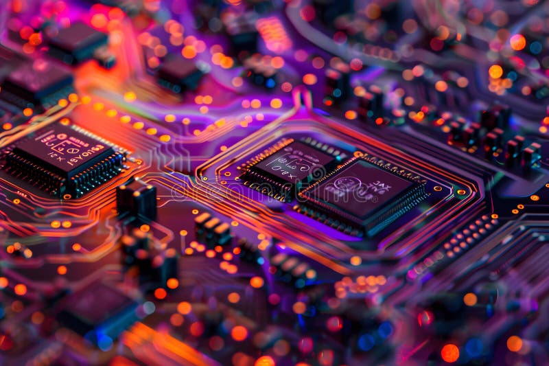High-Tech Computer Chip on Circuit Board Stock Photo - Image of data ...