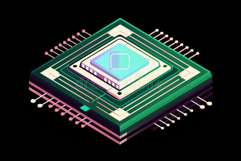 High-tech Computer Chip on Dark Backdrop. Ideal for Technology Concepts ...