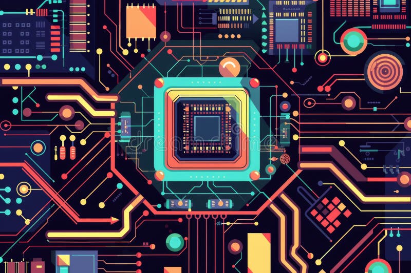 High-tech Computer Circuit Board with Various Electronic Components ...