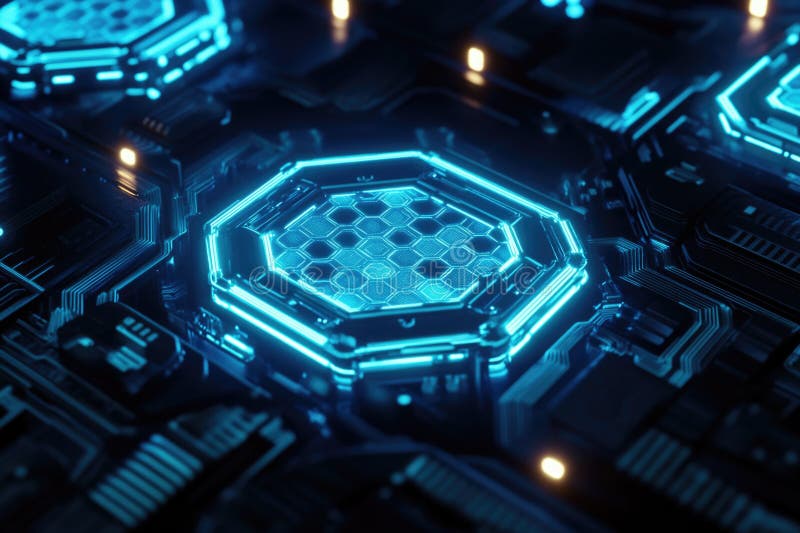 High-tech Computer Hardware, Electronics Components and Wires on a ...