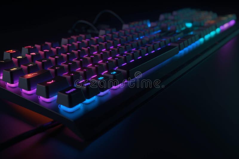 High-tech Computer Keyboard with RGB Lighting, AI Generative Stock ...