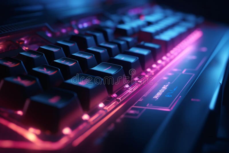 High-tech Computer Keyboard with RGB Lighting, AI Generative Stock ...