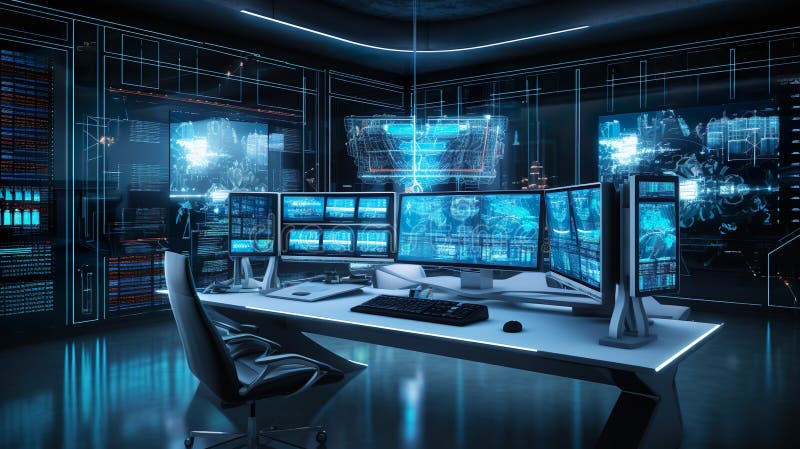 High Tech Computer Lab for Data Analytics with a Lot of Dashboards in ...