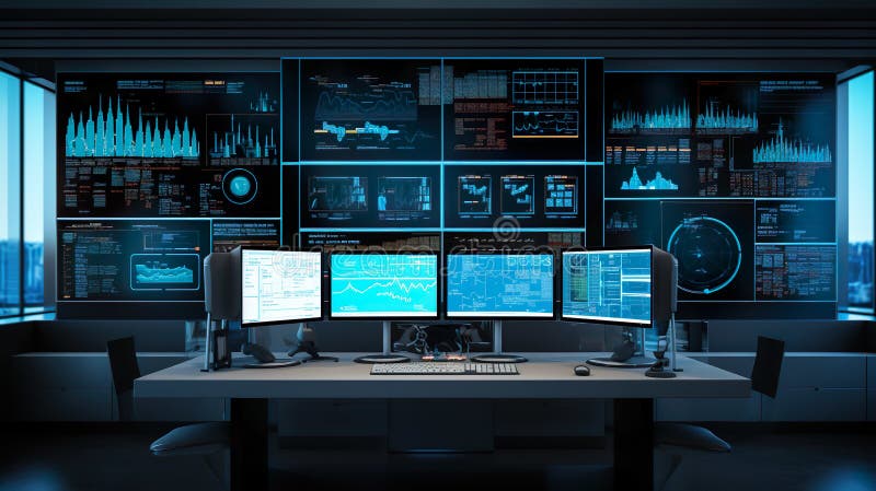 High Tech Computer Lab for Data Analytics with a Lot of Dashboards in ...