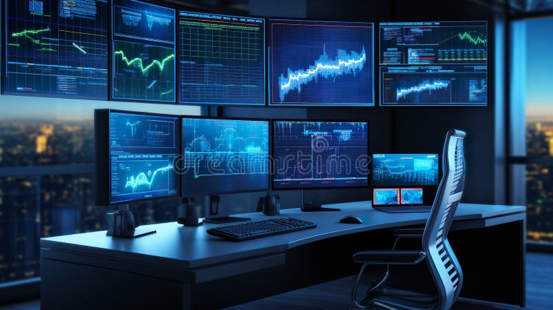 High Tech Computer Lab for Data Analytics with a Lot of Dashboards in ...