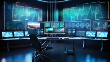 High Tech Computer Lab for Data Analytics with a Lot of Dashboards in ...