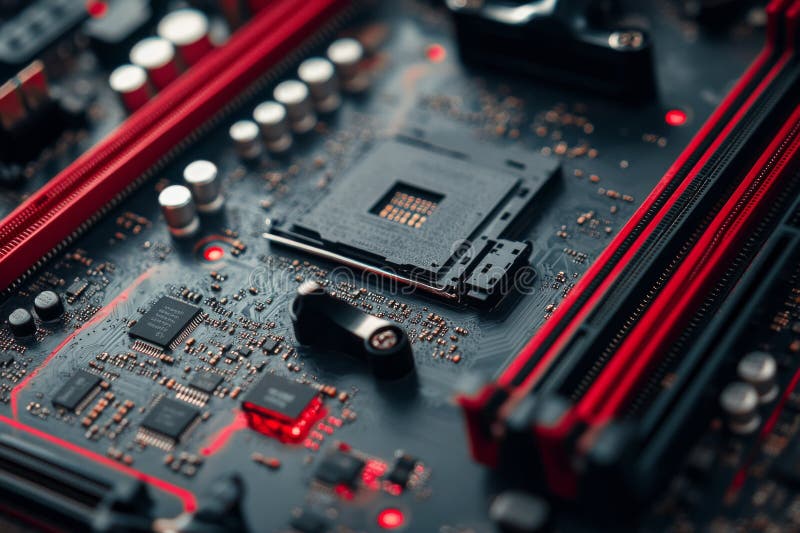 High-tech Computer Motherboard Featuring Advanced Components with ...