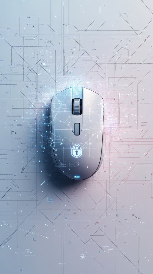 High-tech Computer Mouse with a Lock Icon on a Futuristic Circuit Board ...