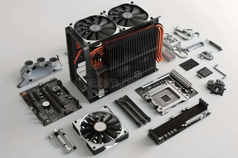 High-tech Computer Parts Arrayed Neatly on a Clean Surface ...