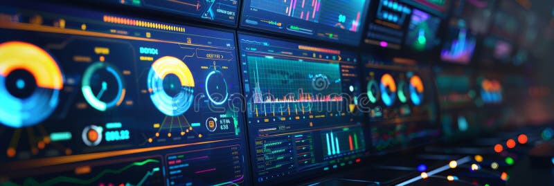 A High-tech Computer Screen Displaying a Detailed Network Monitoring ...