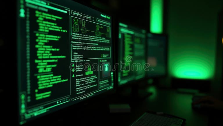 High-tech Computer Screen Displaying Hacking Interface Stock ...