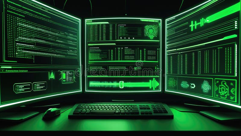 High-tech Computer Screen Displaying Hacking Interface Stock ...