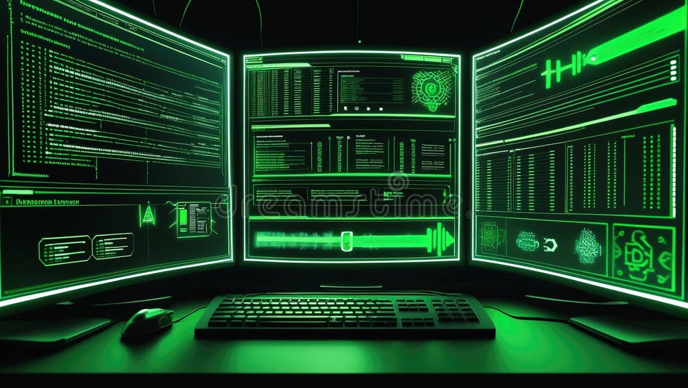 High-tech Computer Screen Displaying Hacking Interface Stock ...