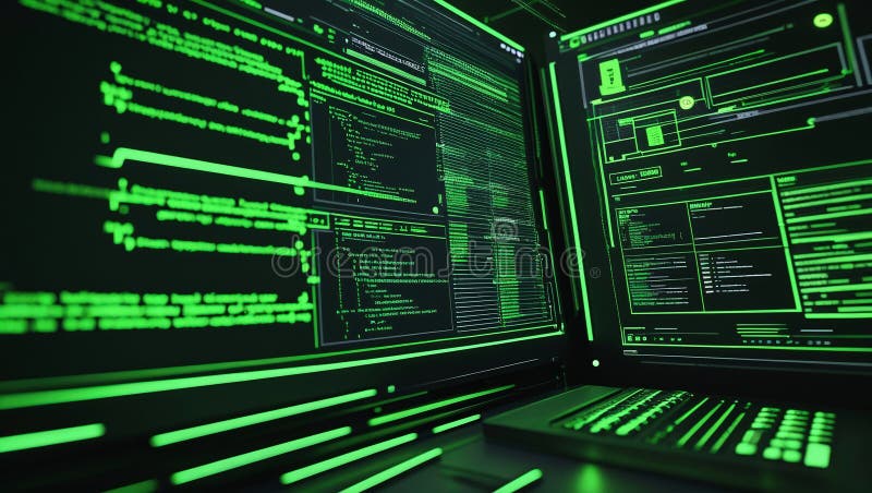 High-tech Computer Screen Displaying Hacking Interface Stock ...