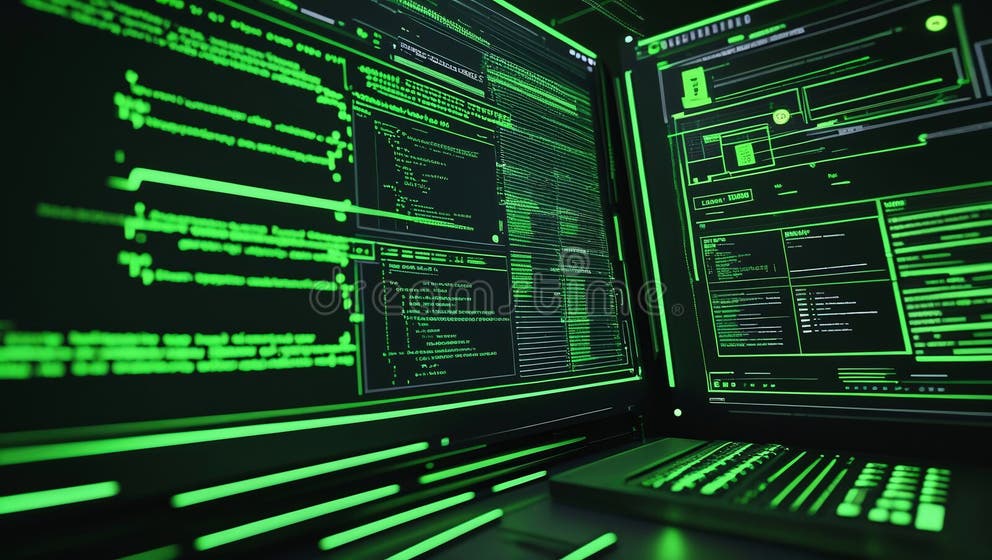 High-tech Computer Screen Displaying Hacking Interface Stock ...