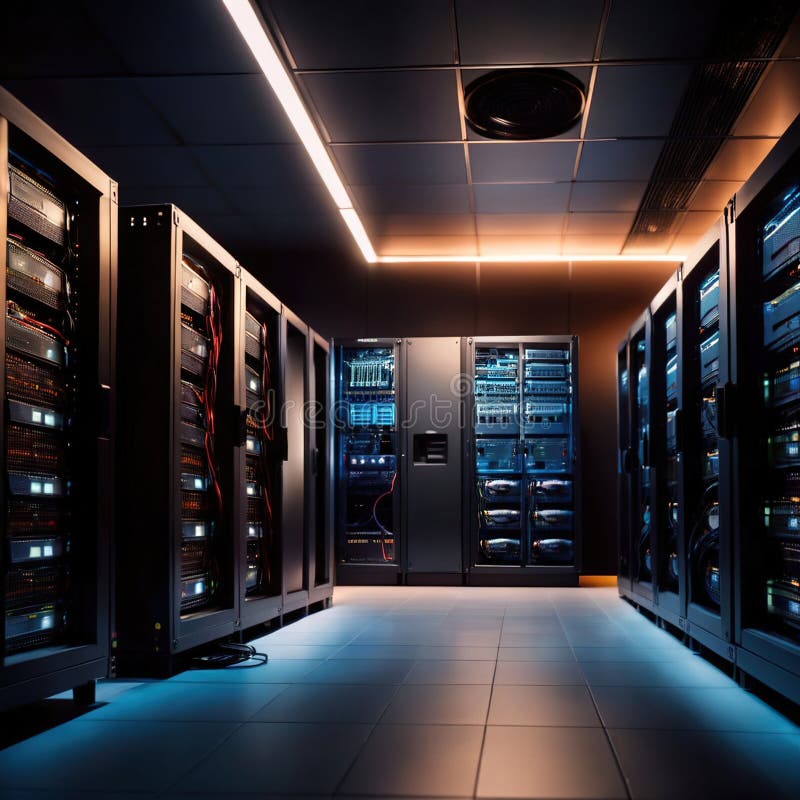 High Tech Computer Server Room Housing Centralized Information ...