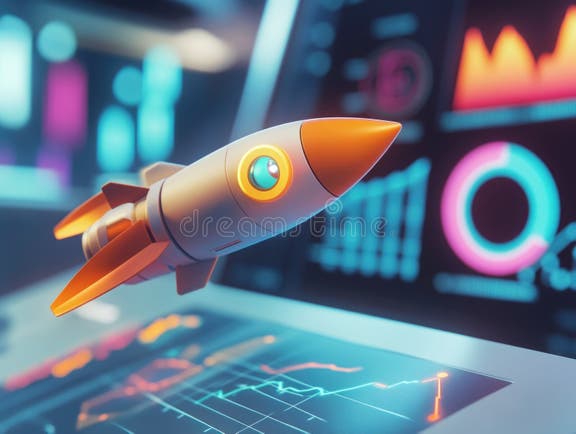 High-Tech Concept Art: Rocket with Modern Dashboard Backdrop Stock ...