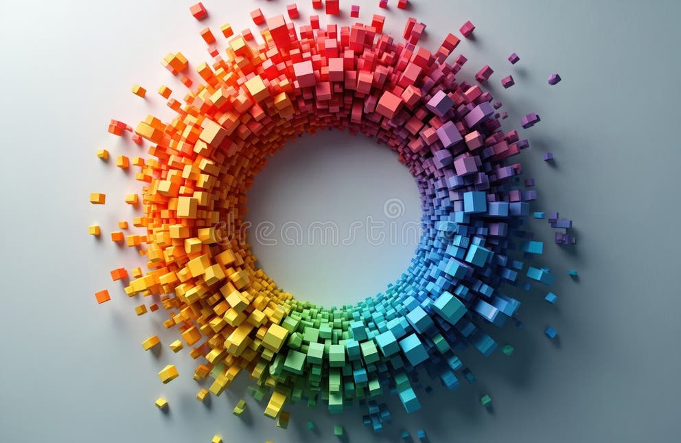 High-tech Concept with Circular Data Blocks in Colorful Array Info Processing Digital Creativity ...