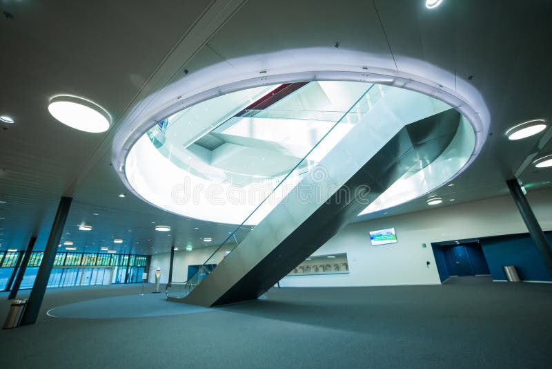 High Tech Conference Centre Entrance Hall with Stainless Steel ...