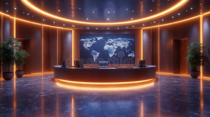 Modern Conference Room Global Map Projection Screen Stock Photos - Free ...