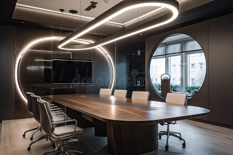High-tech Conference Table Surrounded by Sleek and Minimalist Decor ...