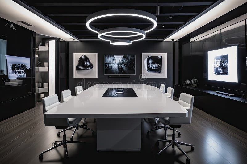 High-tech Conference Table Surrounded by Sleek and Minimalist Decor ...