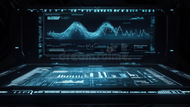 A High-tech Console Showcases Intricate DNA Sequences and Data Trends ...