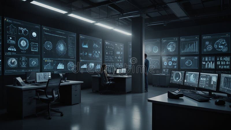 A High-tech Control Center Overseeing an AI-driven Manufacturing ...