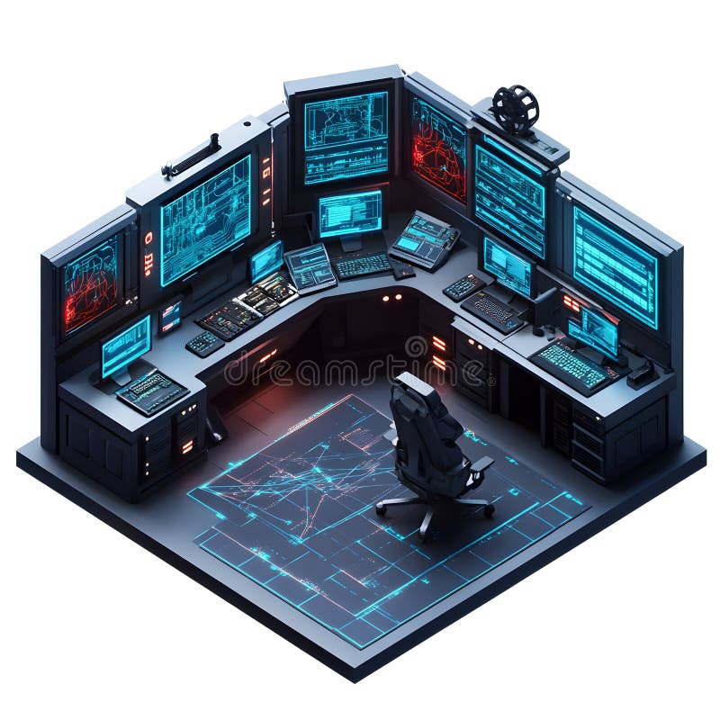 High-tech Control Center Workstation, Seen from Above Stock ...