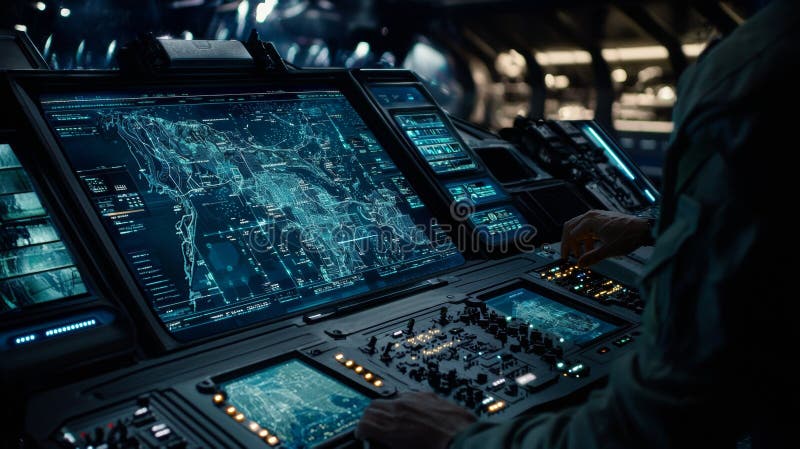 A High-tech Control Hub Displaying Quantum Computing Data on ...