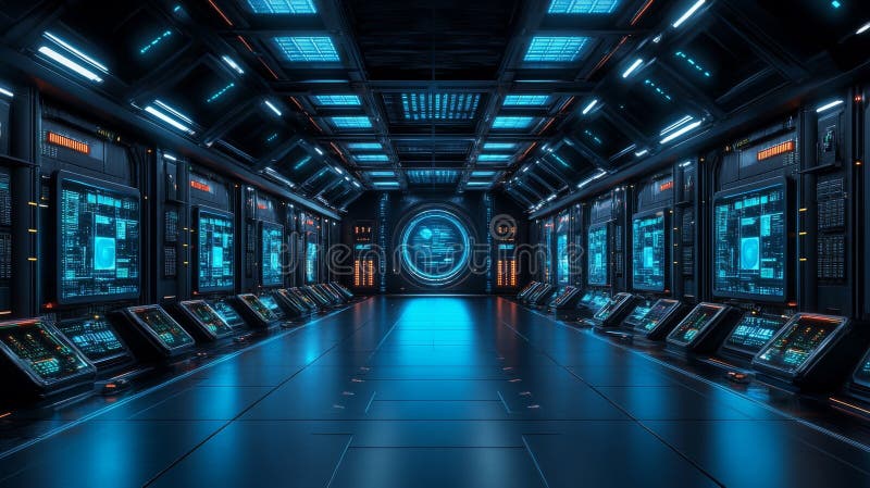 A High-tech Control Hub with Screens Displaying Maps of the World Stock ...