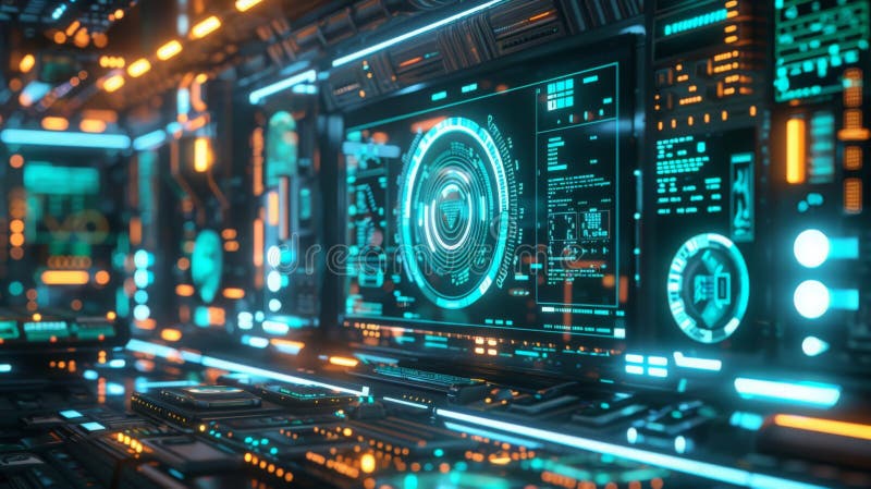 High-tech Control Panel with Detailed Schematics Stock Photo - Image of ...