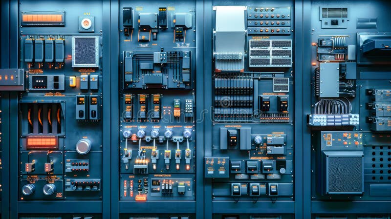 A High-tech Control Panel Featuring Numerous Switches, Wires, and Power ...