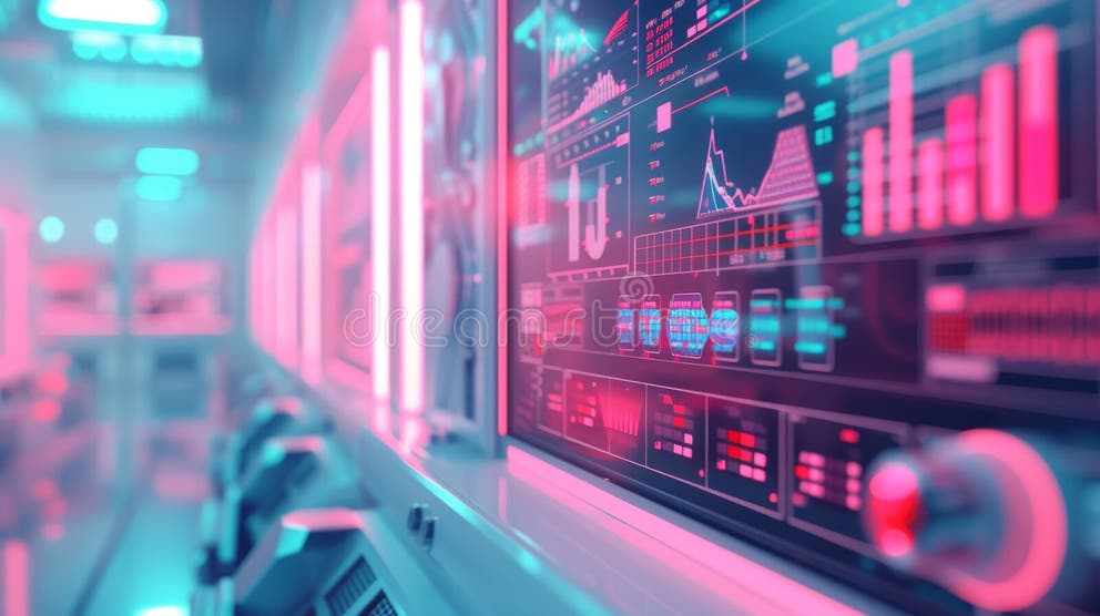 High-tech Control Panel with Futuristic Data Interface Stock Photo ...