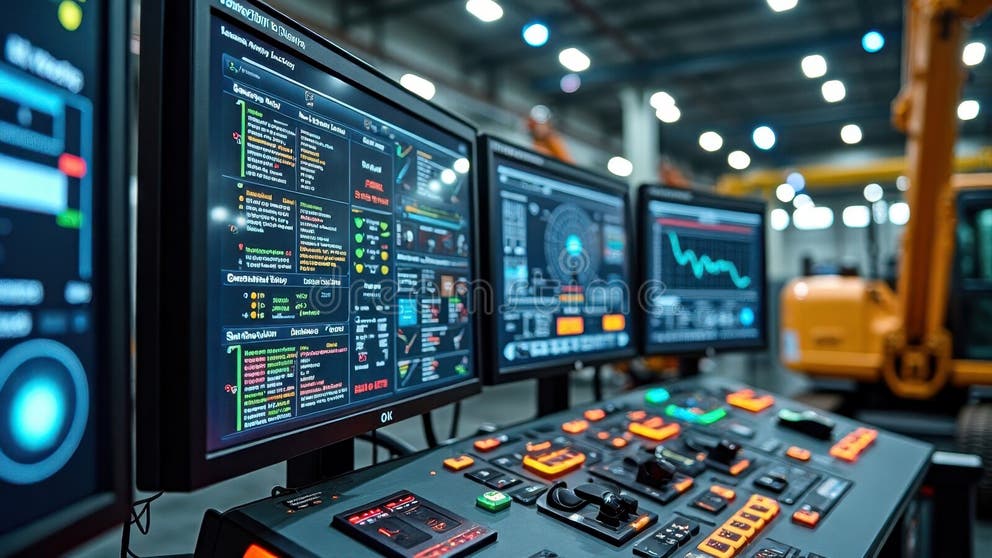 High-tech Control Panel in Modern Industrial Setting with Multiple ...